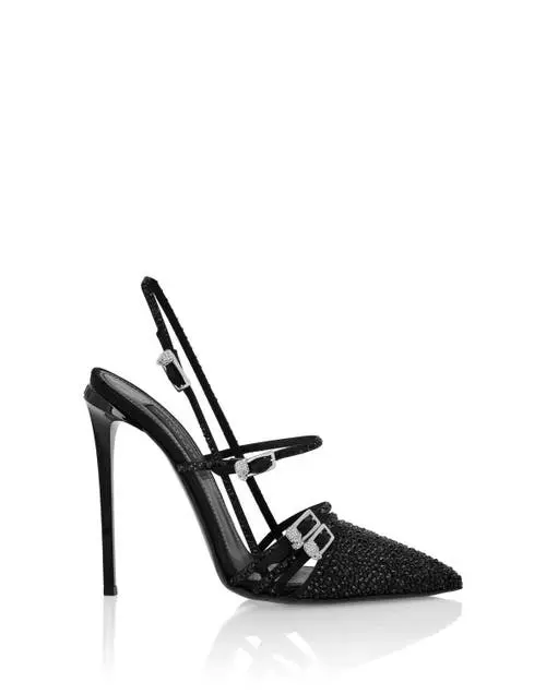 Philipp Plein Multi-strap High-heel Slingbacks 12 Mix Strass