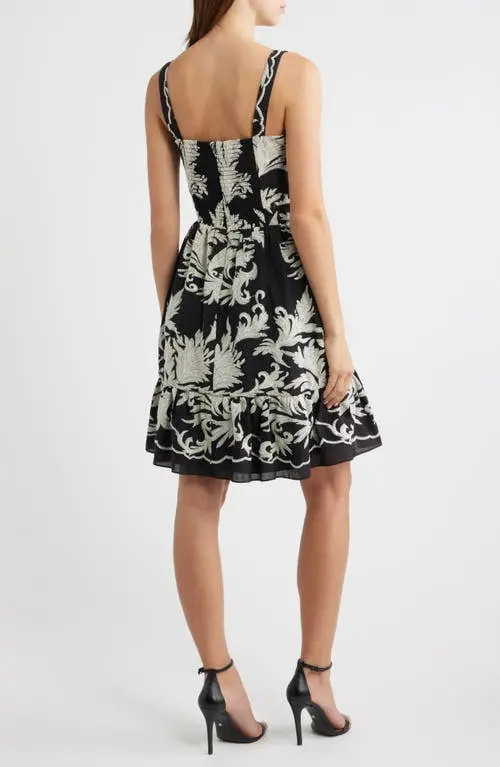 Julia Jordan Embroidered Cotton Fit And Flare Dress