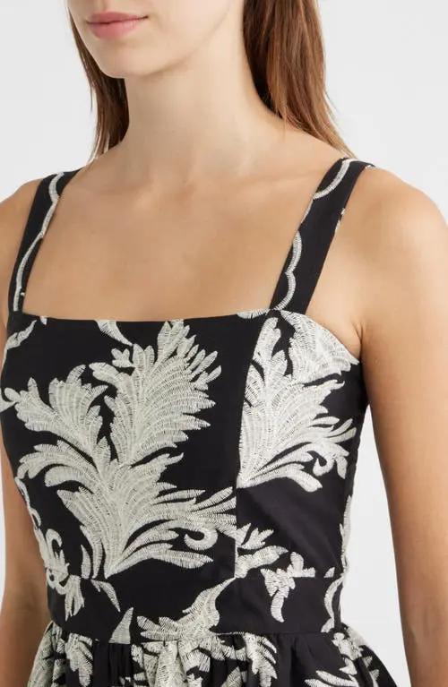 Julia Jordan Embroidered Cotton Fit And Flare Dress