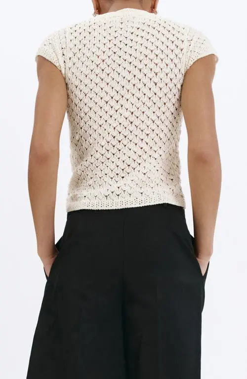 Mango Openwork Knit Toggle Sweater