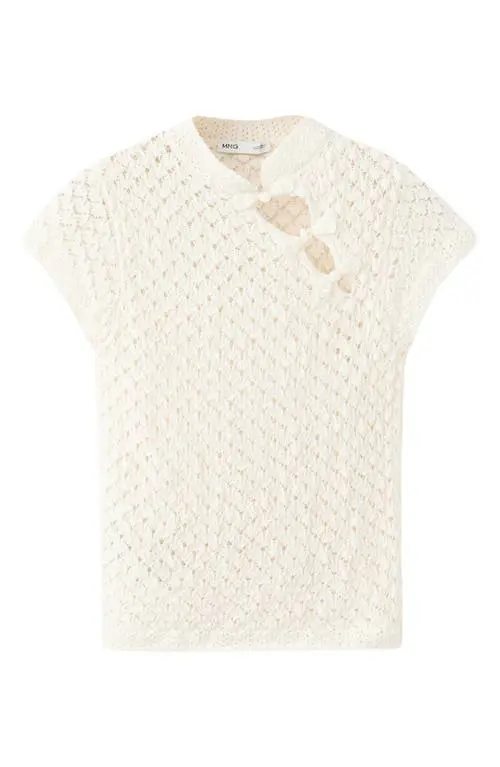 Mango Openwork Knit Toggle Sweater