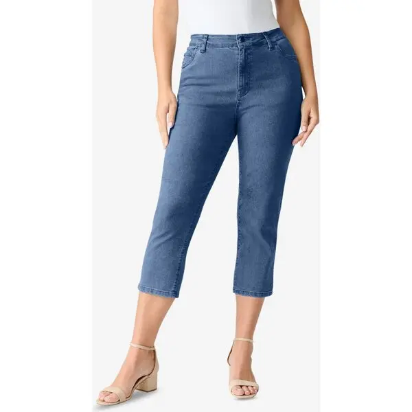 Roaman's 7 Stretch Capri Jean - Medium Wash