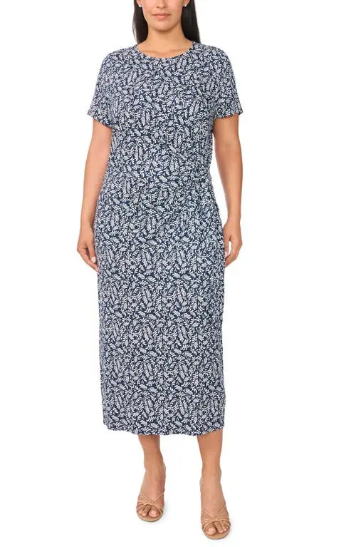 Halogen Side Tie Crewneck Midi Dress