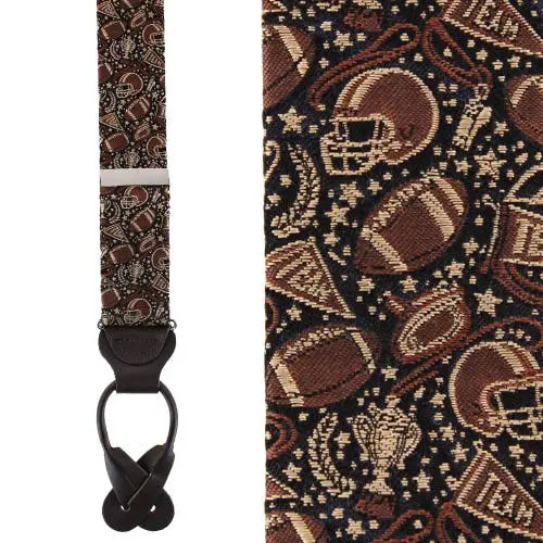 Trafalgar The Gridiron Silk Button End Suspenders - Brown
