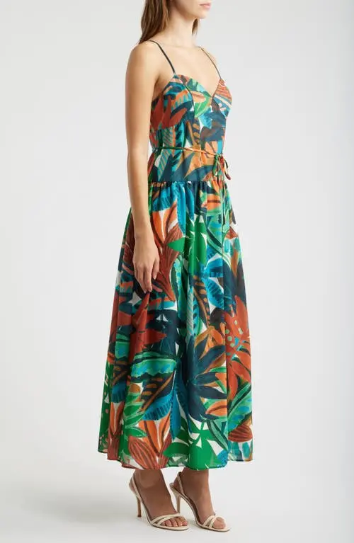Julia Jordan Tropical Print Drop Waist Maxi Dress