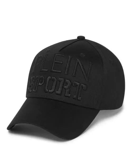 PLEIN SPORT Cotton Gabardine Baseball Cap - Black/black
