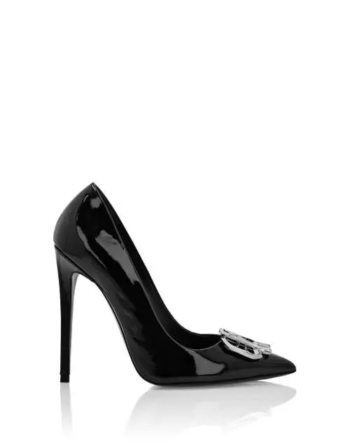 Philipp Plein Patent Leather High Heels Gothic Plein