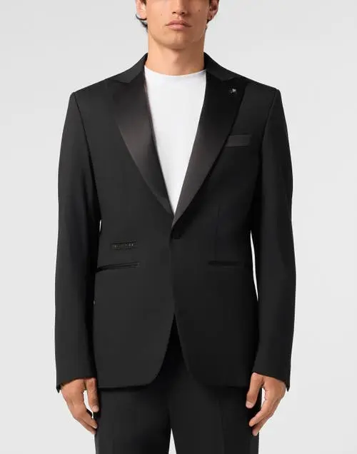 Philipp Plein Regular Fit Blazer Skull Strass - Black