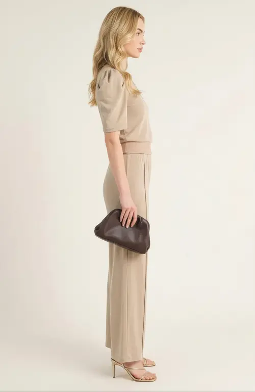 MODENAIRE Puff Sleeve Top Stretch Pant Set