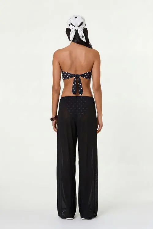NICHOLAS Tidal Pant Wide Leg Mesh Trousers With Adjustable Tie - Black