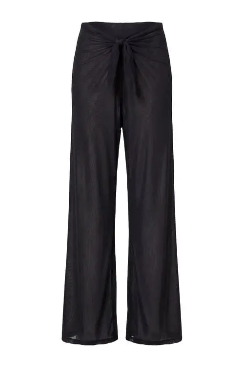 NICHOLAS Tidal Pant Wide Leg Mesh Trousers With Adjustable Tie - Black