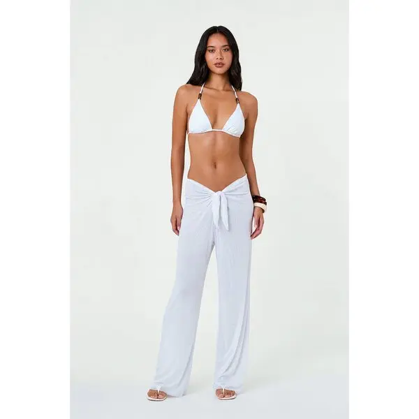 NICHOLAS Tidal Pant Wide Leg Mesh Trousers With Adjustable Tie - Ivory