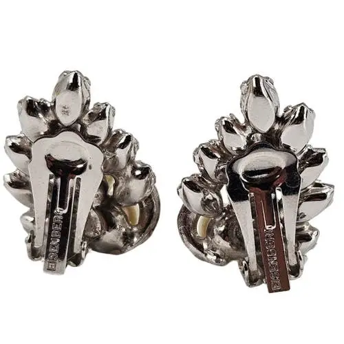 MADISON BEVERLY HILLS Vintage Clear Rhinestone & Pearl Earrings