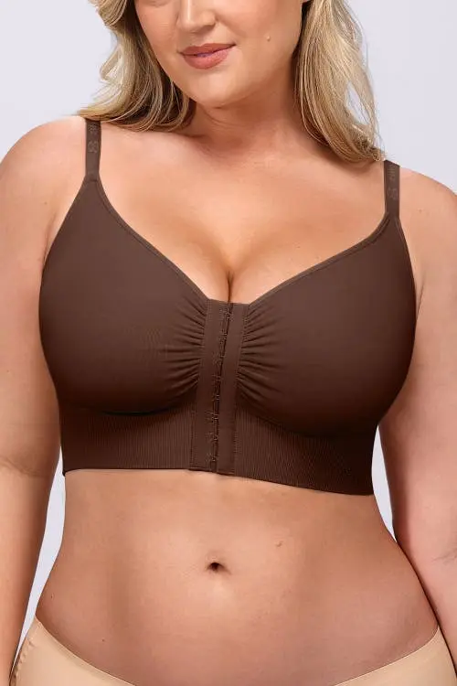 SHAPELLX Back Smoothing Wireless Front Closure Bra - Brown