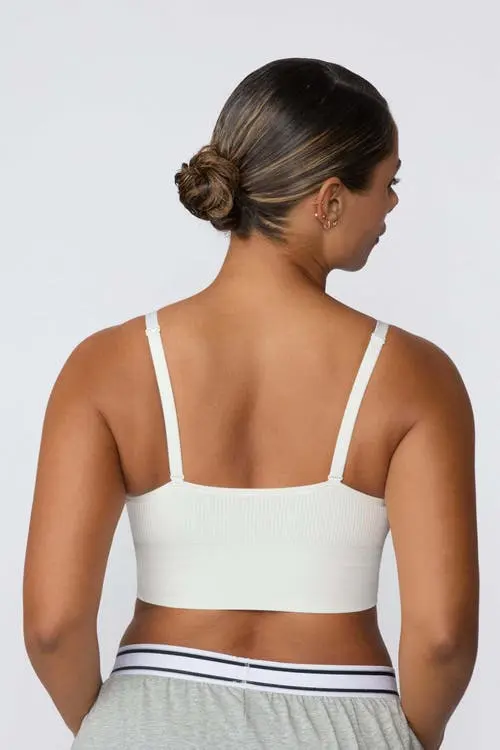 HARPER WILDE Ribbed Seamless Triangle Bralette - White