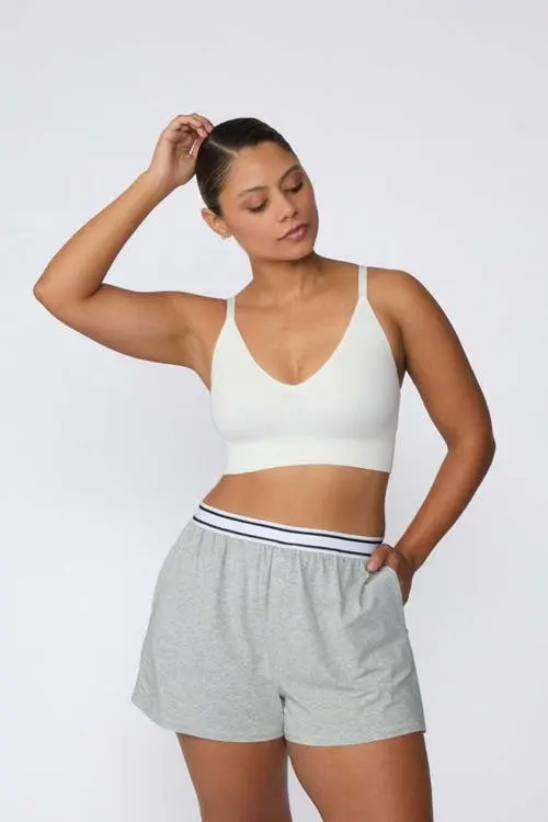 HARPER WILDE Ribbed Seamless Triangle Bralette - White