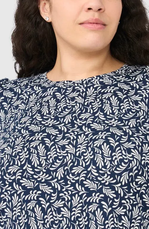 Halogen Botanical Print Gathered Sleeve Top