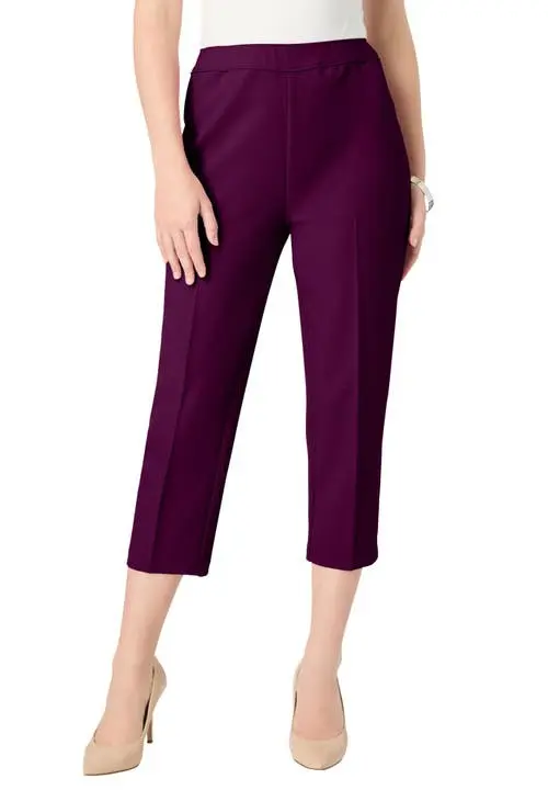 Roaman's Bend Over® Capri Pant - Dark Berry