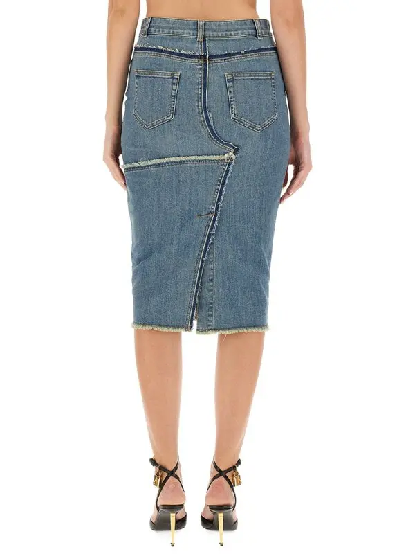 TOM FORD Denim Midi Skirt - Blue