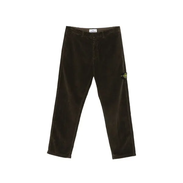 Stone Island Dark Corduroy Straight Leg Trousers - Brown