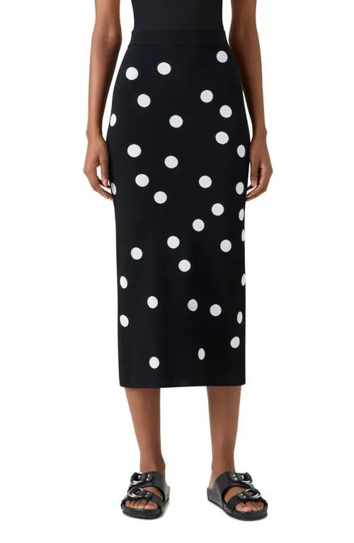 Akris Polka Dot Jacquard Knit Pencil Skirt