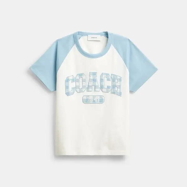 COACH OUTLET Gingham Sporty Raglan T-shirt - Blue/white