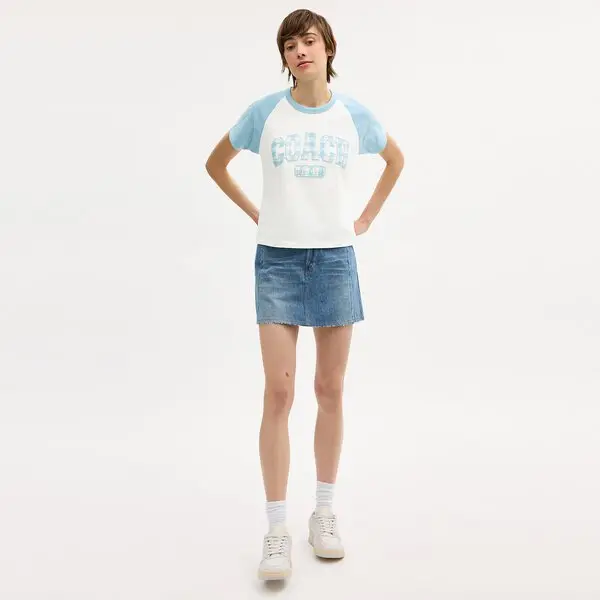 COACH OUTLET Organic Cotton Gingham Raglan T-shirt