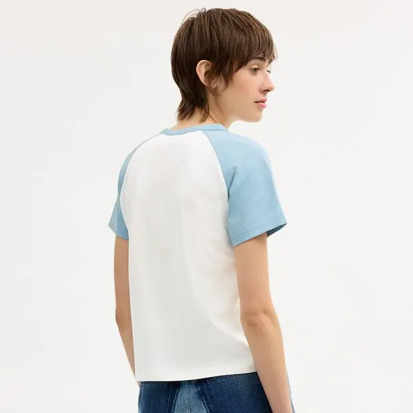 COACH OUTLET Organic Cotton Gingham Raglan T-shirt