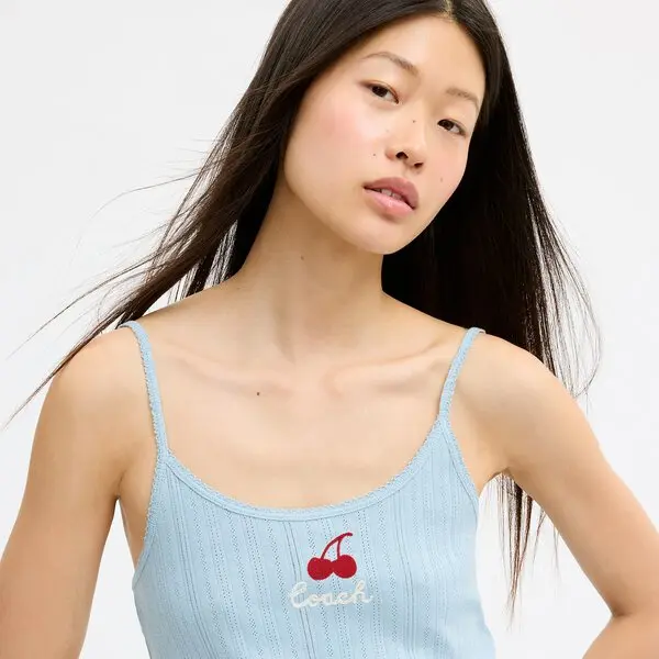 COACH OUTLET Cherry Pointelle Knit Tank - Blue