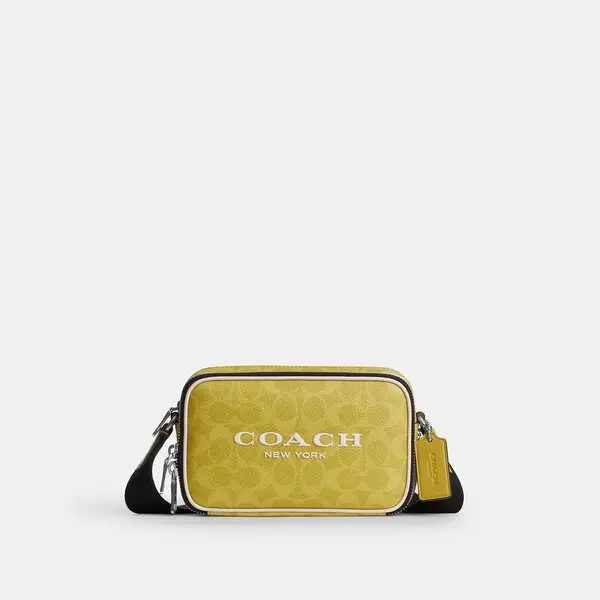COACH OUTLET Colton Crossbody Bag 19 In Signature Canvas With Coach Graphic - Silver/light Citron