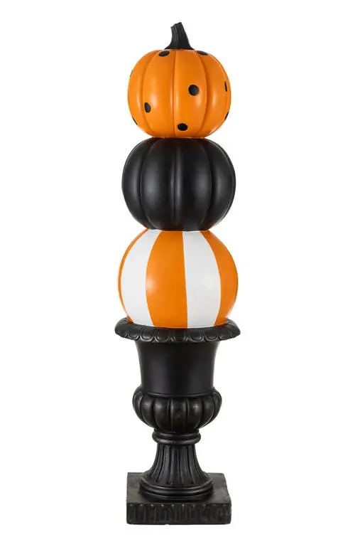 GLITZHOM 27"h Halloween Stacked Pumpkins In Urn Porch Decor