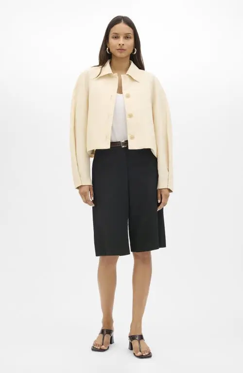 Another Tomorrow Short Balmacaan Jacket - Sand