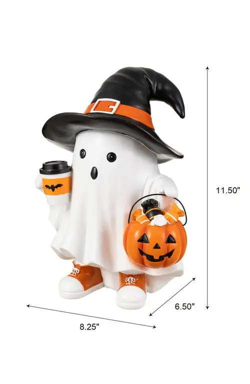 GLITZHOME Halloween Resin Witch Ghost Table Decor - Black