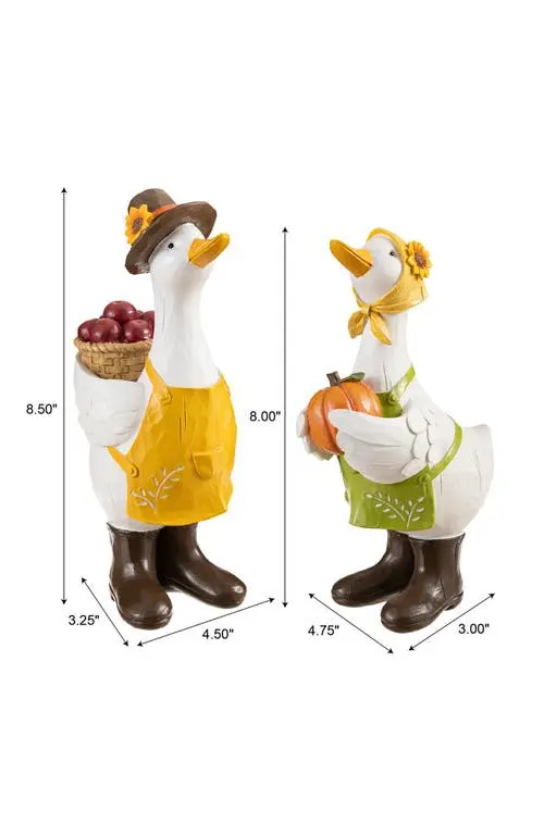 GLITZHOME Set Of 2 Fall Resin Geese Table Decor