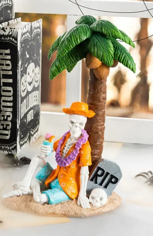 GLITZHOME Halloween Polyresin Skeleton Table Decor - Green