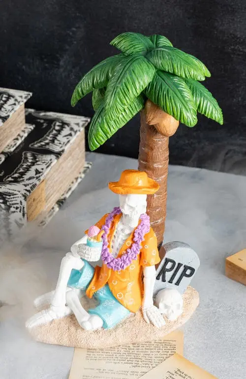 GLITZHOME Halloween Polyresin Skeleton Table Decor - Green