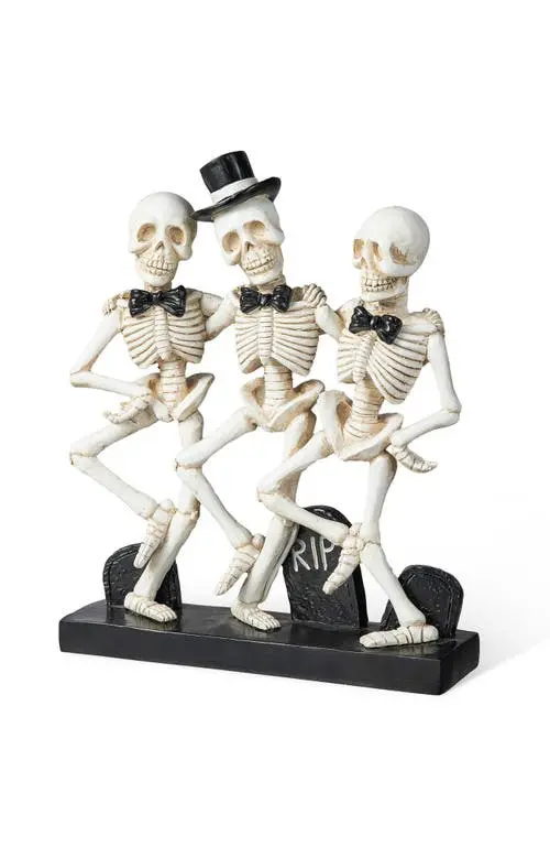 GLITZHOME Halloween Polyresin Skeleton Table Decor - White