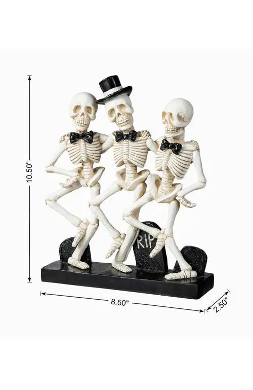GLITZHOME Halloween Polyresin Skeleton Table Decor - White