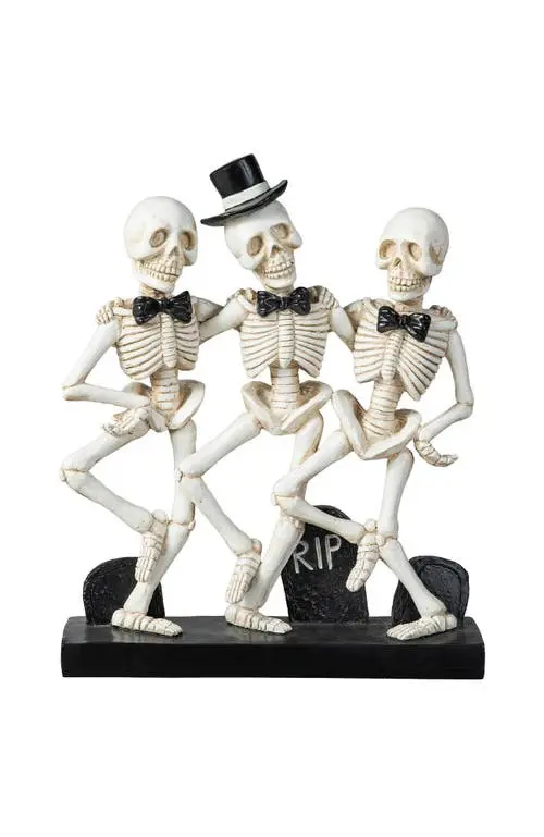 GLITZHOME Halloween Polyresin Skeleton Table Decor - White