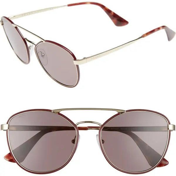 Prada 55mm Metal Aviator Sunglasses - Bordeaux