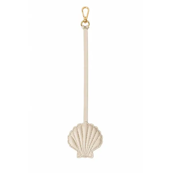 F3ROG BY RANA Seashell Leather Keychain - Beige/white