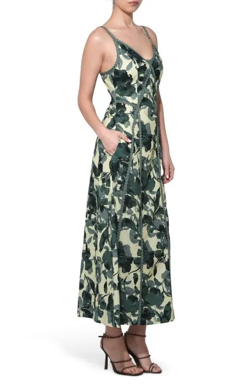 Adelyn Rae Madison Floral Print Cotton & Linen Maxi Slipdress