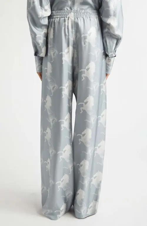 Stella McCartney Horse Print Paneled Silk Drawstring Pants