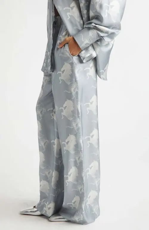 Stella McCartney Horse Print Paneled Silk Drawstring Pants
