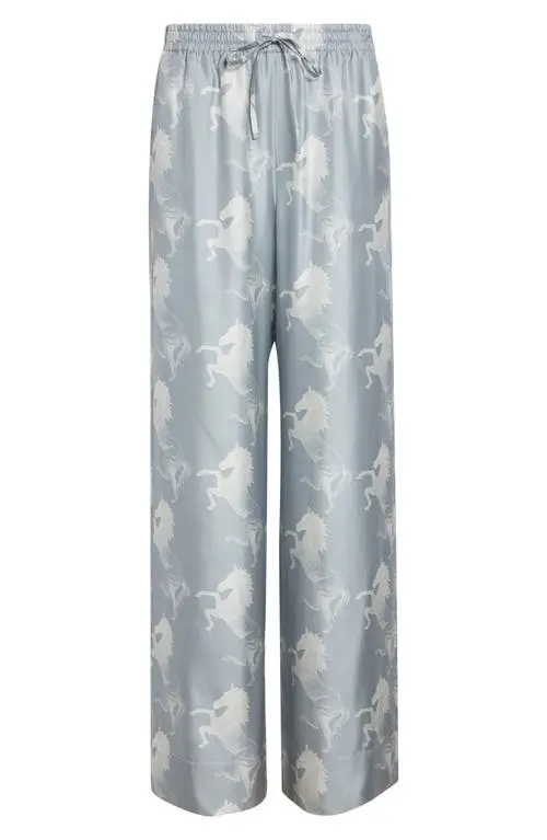 Stella McCartney Horse Print Paneled Silk Drawstring Pants