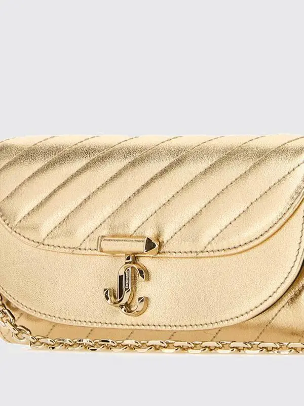JIMMY CHOO Avenue Curve Monogram Wallet On Chain In Quilted Nappa Leather