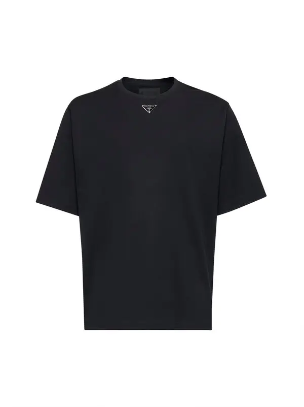 Prada Abbigliamento Oversized Black Cotton Logo T-shirt