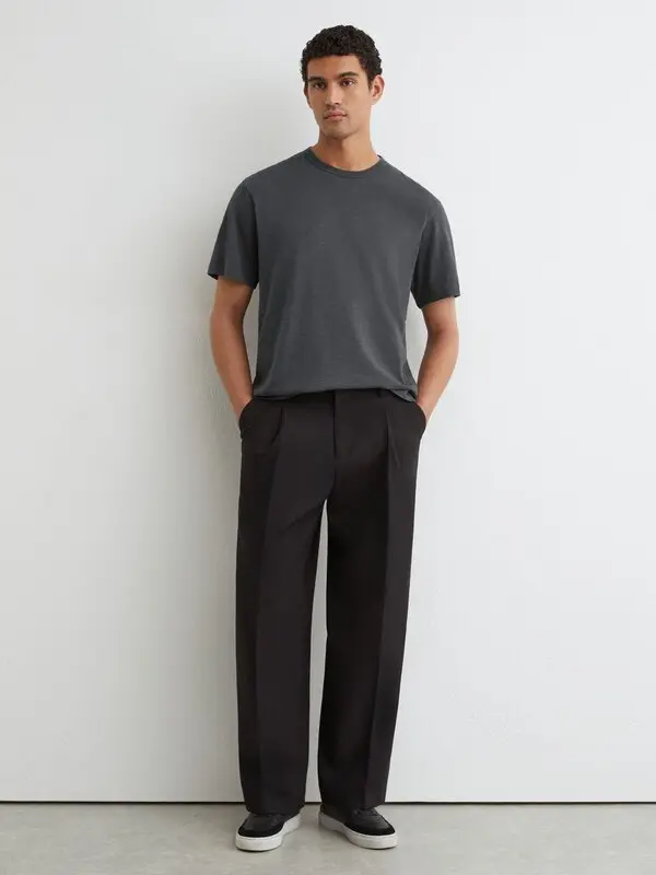 REISS Huxley Cotton Slub Relaxed-fit T-shirt - Navy