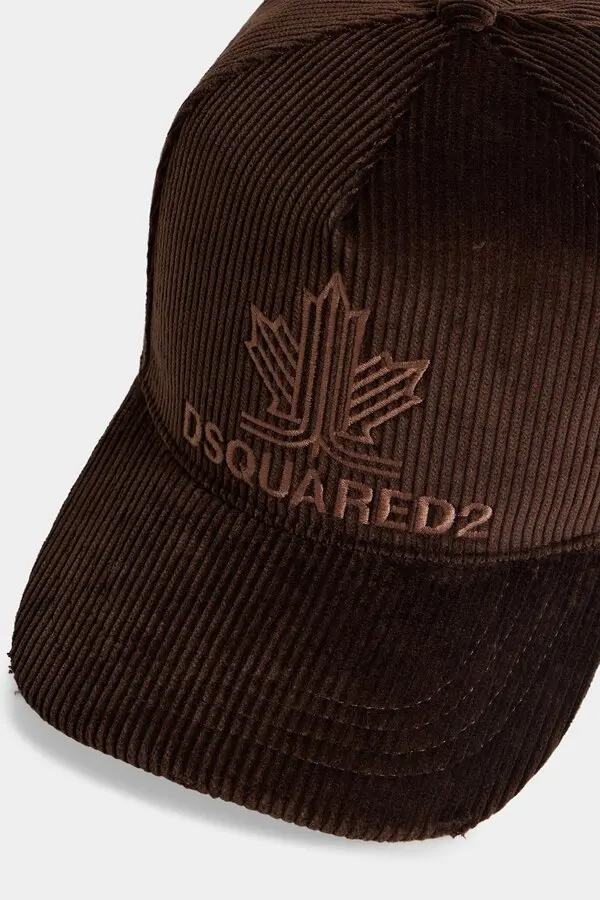 Dsquared2 Maple Leaf Embroidered Corduroy Baseball Cap
