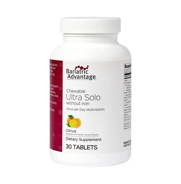 BARIATRIC ADVANTAGE Chewable Ultra Solo Without Iron Once Per Day Daily Multivitamin For Bariatric Surgery Patients - No Color